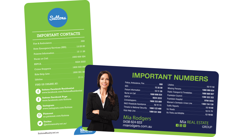 Important Numbers Fridge Magnets | Rounded Corner | 72mm x 147mm