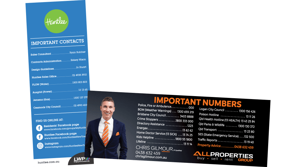 Important Numbers Fridge Magnets | Straight Edged | 72mm x 197mm