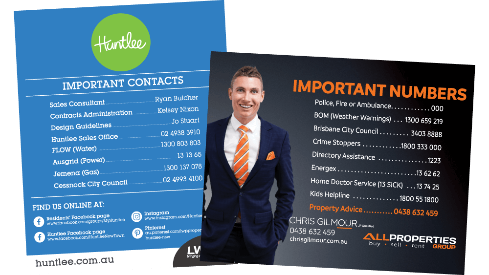Important Numbers Fridge Magnets | Straight Edged | 97mm x 122mm