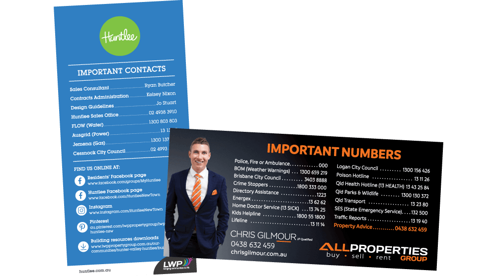 Important Numbers Fridge Magnets | Straight Edged | 97mm x 197mm